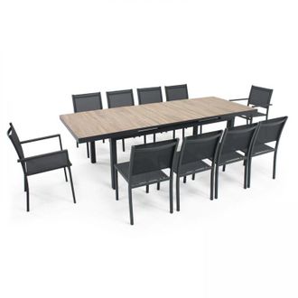 Oviala Table de jardin 8 chaises et 2 fauteuils en aluminium et c&eacute;ramique - Tivoli