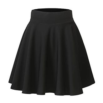 Hoerev Femmes Filles Évasé Casual Mini École Tennis Patineur Casual Jupe De Danse avec Deux Poches Latérales Et Short Intérieur,Noir avec Bande élastique,3XL