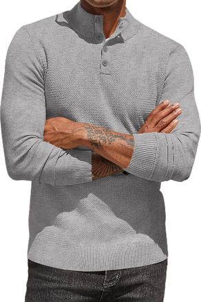 Coofandy Herren Pullover Rollkragenpullover Stehkragen Pullover Winter Sweater Herbst Pulli Grau XL