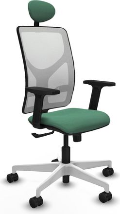 Piqueras y Crespo Gr&uuml;ner Schreibtischstuhl mit 2D-Armlehnen, h&ouml;henverstellbarer Lendenwirbelst&uuml;tze und festem Kopfteil, ausgestattet mit Sincro 3 Positionen und Schneid