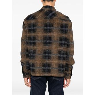 Barbour Check Pattern Wool Blend Jacket - Brown