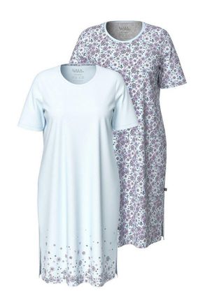 Ulla Popken Bigshirt Bigshirts 2er-Pack Bl&uuml;ten Rundhals Halbarm