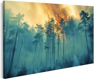Islandburner Tableau sur toile Image dun incendie de for&ecirc;t : arbres carbonis&eacute;s, fum&eacute;e dense, nature en d&eacute;tresse, mus&eacute;e des pompiers, mus&eacute;e de pompiers, images mura