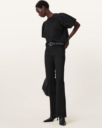 AllSaints Haldan - Schmale Bootcut-Jeans in Perfect Black-Schwarz