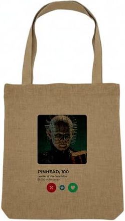 Fabulous Sac Shopping Tote Bag Aspect Lin - Pinhead R&eacute;seau Social Horreur Film Rencontre Amour - Sac de Courses Toile Epaisse 360g Beige Naturel Cabas Port&eacute; Ep