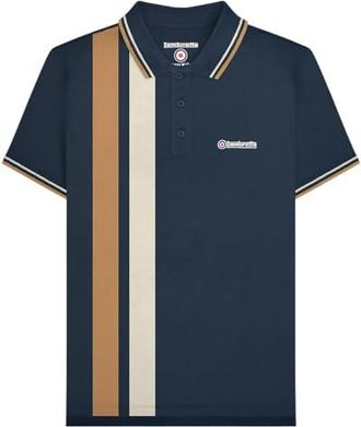 Lambretta Polo &agrave; rayures verticales pour homme, bleu marine, M