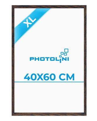 Photolini Bilderrahmen 40x60 Eiche dunkle Holz MDF, Bilderrahmen 60x40 Eiche dunkel, picture frame 40x60 mit bruchsicherem Acrylglas zum Aufh&auml;ngen, Rahmen 60x40