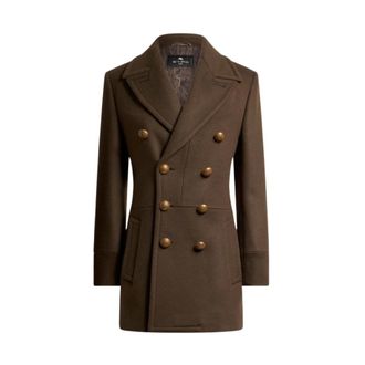 Etro Lange zweireihige Jacke aus Wollmischgewebe - - Coats - Damen - Braun - 2XS