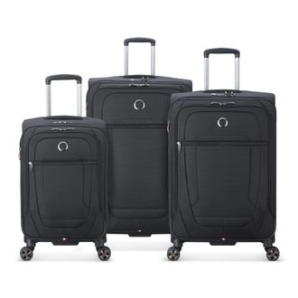 Delsey PARIS Helium DLX Softside Erweiterbares Gepäck mit Spinner-Rädern, Schwarz, 3-Piece Set (20/25/29)