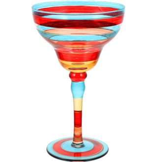 Pretyzoom Handbemaltes Margarita-glas Aus Kristallglas Dekoratives Cocktail Weinglas Mit Rotem Streifen Vielseitig F&uuml;r Party Hochzeit Bar Als Stilvolle Glasdeko