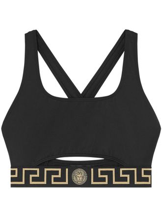 Versace haut de bikini à bordure Greca - Noir