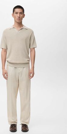 Mango Polo maille coton structur&eacute; beige - Homme - XL - MANGO MAN