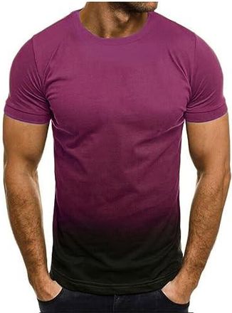 Generic T-shirt &agrave; col rond pour homme, l&eacute;ger, d&eacute;contract&eacute;, &eacute;l&eacute;gant, extensible, confortable, respirant, basique &agrave; manches courtes, chemise de course &agrave; pied et