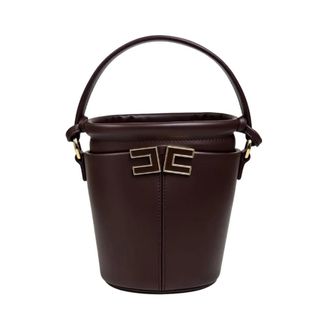Elisabetta Franchi Femme, Sacs, Brun, Taille: ONE Size Sac Seau avec D&eacute;tail Logo