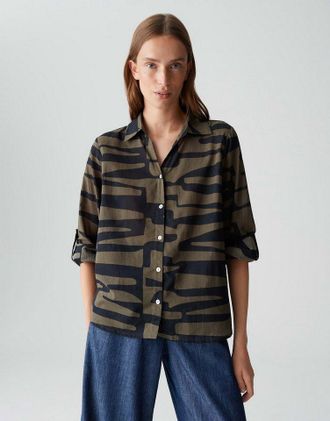 OPUS Langarmbluse FUMANI JUNGLE aus Cotton Voile