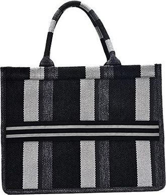 Generic Grand sac fourre-tout en toile pour femme avec poign&eacute;e sur le dessus et sac &agrave; main tendance &agrave; carreaux d&eacute;contract&eacute; sac de travail
