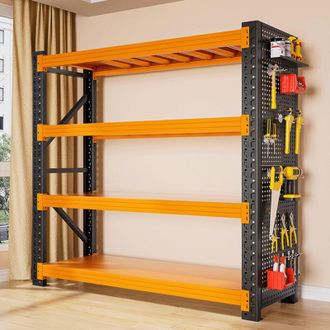 Generic Verstellbare strapazierf&auml;hige Lagerregale mit seitlicher Stecktafel Metallregal aus kaltgewalztem Stahl f&uuml;r Garage, Lager, Organisation zu Hause(100x4