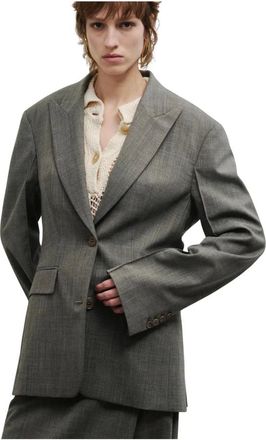 Erika Cavallini Semi Couture Femme, Vestes, Gris, Taille: 36 FR Giacca sartoriale in lana tecnica monopetto