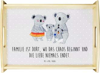 Mr. & Mrs. Panda Serviertablett Koala Familie - Geschenk, Family, tablett f&uuml;r Bett, Muttertag, Servier, Koalas, Kinder, Mama, Bett-Tablett, Holz