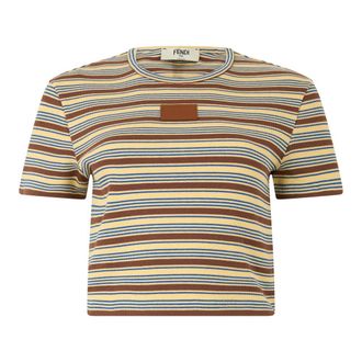 Fendi Gestreiftes bauchfreies T-Shirt - - Tops - Damen - Mehrfarbig - S