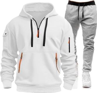 Generic Survetement Homme Ensemble Sweat &Agrave; Capuche et Pantalon V&ecirc;tement De Sport Chic Tenue Sport Homme D&eacute;contract&eacute; Ensemble 2 Pi&egrave;ces Tracksuit Automne Hiver 