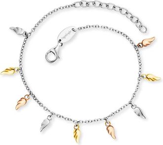 Engelsrufer Damen Armband Silber aus Sterling Silber mit neun freischwebenden Flügeln Tricolor - Karabinerverschluss - längenverstellbar - nickelfrei