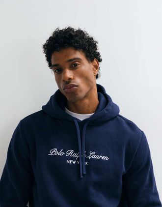 Polo Ralph Lauren Hoodie mit gro&szlig;em Schriftzug-Logo in Marineblau