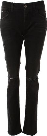 Dolce & Gabbana Homme, Jeans, Noir, Taille: XS Ripped Logo Jeans skinny