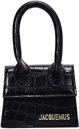 Jacquemus Mini sac &agrave; main pour femme, sac &agrave; bandouli&egrave;re de marque c&eacute;l&egrave;bre, sacs de designer de luxe, motif crocodile, Noir, 15x6x11