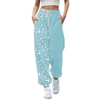 Generic Pantalon de surv&ecirc;tement chaud doubl&eacute; en polaire pour femme avec cordon de serrage &agrave; la taille - Coupe ample - V&ecirc;tement d&eacute;contract&eacute; pour la maison, lin