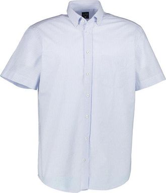 van Laack Herren Kurzarmhemd blau gestreift