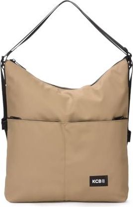 KCB Sac à dos double | Polyvalent et pratique | Plusieurs poches avec fermeture éclair | Matériau résistant | Poignées réglables | 100 % végan, Taupe clai