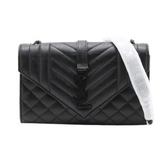 Saint Laurent Sac bandouli&egrave;re en cuir matelass&eacute; chevron petit format enveloppe Pre-owned - Femme - Pre-owned - Noir - Taille: ONE Size