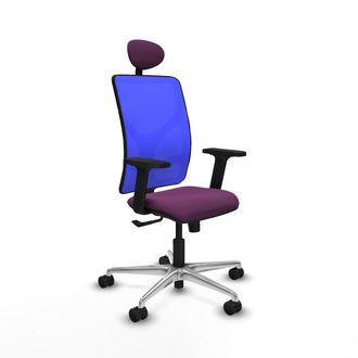 Piqueras y Crespo B&uuml;rostuhl mit 2D-Armlehnen, h&ouml;henverstellbarer Lendenwirbelst&uuml;tze und festem Kopfteil, ausgestattet mit 3 Positionen und Schneideschaum, Blau/Violett