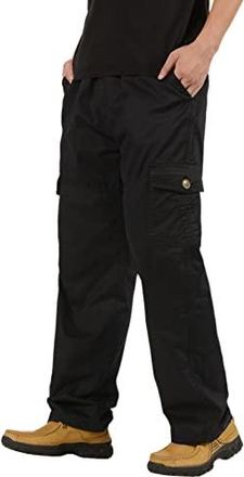 Generic Pantalon de travail pour homme, pêche, randonnée, travail, tendance, décontracté, ample, en coton, grande taille, avec poche à lacets, pantalon de jog