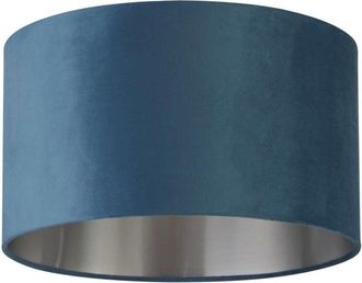 Licht-Erlebnisse Licht-erlebnisse - Abat-jour pour lampes suspendues en tissu d : 38 cm rond en verre moderne bross&eacute; argent p&eacute;trole