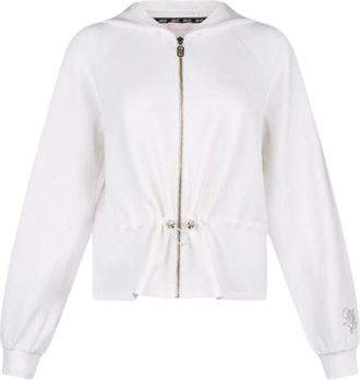 Liu Jo Femme, Sweatshirts et sweats &agrave; capuche, Blanc, Taille: 36 FR Neoprene Zip Sweat &agrave; capuche