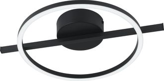 Eglo LED Deckenleuchte Amandolo, ringförmige Deckenlampe dimmbar mit Fernbedienung, geometrische Deckenbeleuchtung aus Metall in Schwarz, warmweiß-kaltweiß