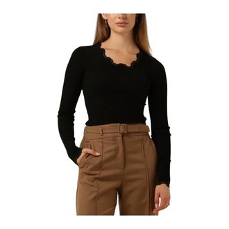 Rosemunde Babette Seiden-T-Shirt mit Spitze - - Knitwear - Damen - Schwarzk - L