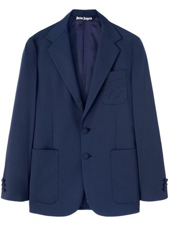 Palm Angels blazer &agrave; logo brod&eacute; - Bleu