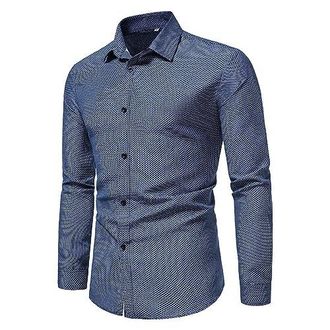 Generic Chemise de travail pour homme - Coupe droite - Chemise de costume avec bouton Down - Chemise de loisirs avec col rabattu - Chemise daffaires facile de