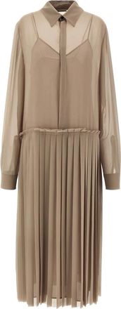 Ami Femme, Robes, Beige, Taille: 38 FR Pleated Midi Dress