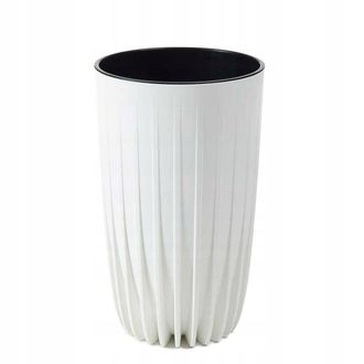 HowHomely Blumentopf aus Kunststoff 42 cm mit Pflanzk&uuml;bel Einsatz 25 cm Durchmesser - Langlebige und Leichte &Uuml;bertopf in Wei&szlig; f&uuml;r Deko Wohnzimmer Garten oder Te