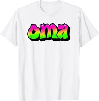 BDAZ Oma Graffiti Personalisierter Name Gr&uuml;n Rosa Frauen T-Shirt