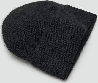 Mango Bonnet maille c&ocirc;tel&eacute;e noir - Femme - Taille unique - MANGO