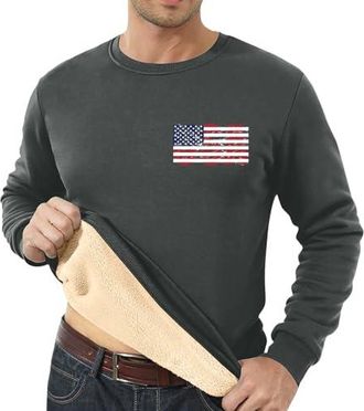 Generic Sweat-shirt en polaire pour homme - Printemps et automne hiver - Imprimé 2D - Drapeau national rétro - Mode - Velours épais - Col rond - Sans capuche 