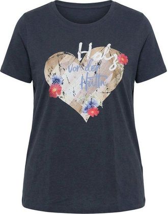 Ulla Popken T-Shirt T-Shirt Herz Classic Rundhals Halbarm