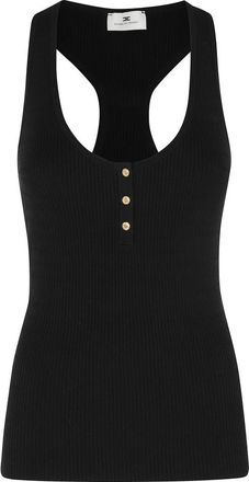 Elisabetta Franchi Femme, Tops, Noir, Taille: 36 FR Top en maille micro-tress&eacute;e