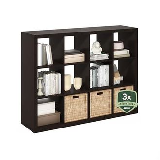 Furinno Cubicle Extra Dickes Rahmendesign Dekorativer W&uuml;rfel Aufbewahrungsorganisator, 12-W&uuml;rfel, Dunkle Eiche