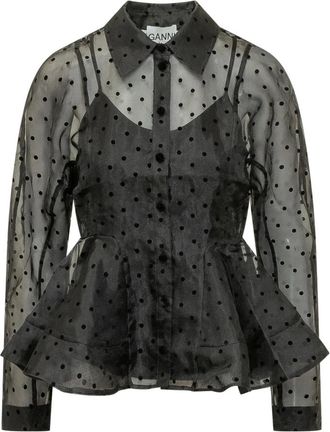 Ganni Femme, Blouses et Chemises, Noir, Taille: 36 FR Blouses